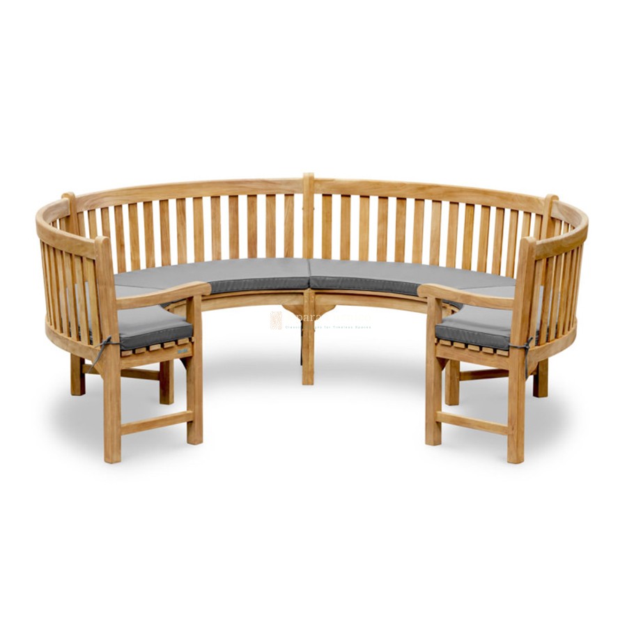 The Curved Teak Garden Bench with Arms | Jepara Furniture