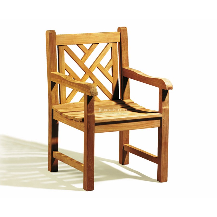 Teak Cross Back Side Arm Chair | Jepara Furniture